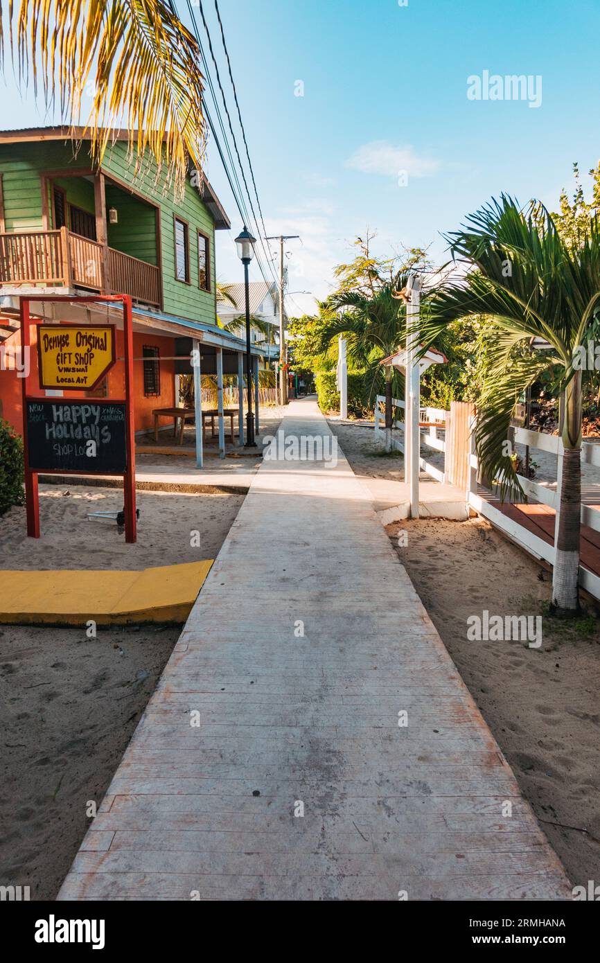 the main path through Placencia township, Belize. An urban legend ...