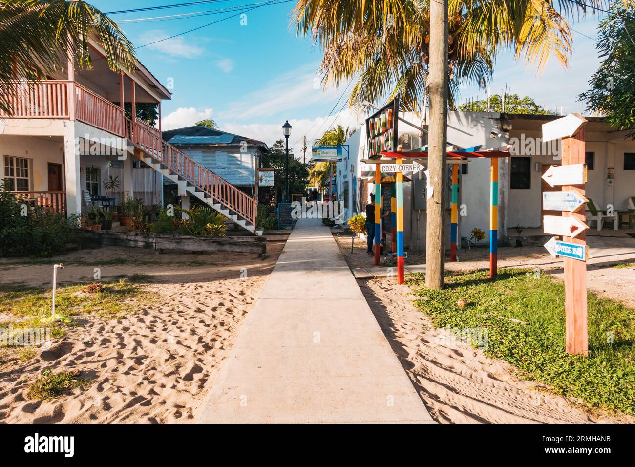 the main path through Placencia township, Belize. An urban legend ...
