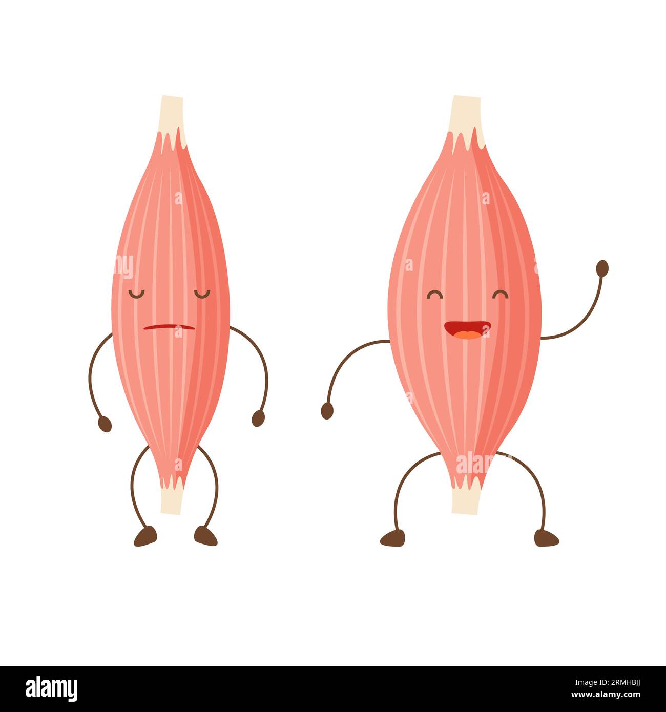 Healthy happy muscle and weak sad muscle. Strong and pain muscle ...