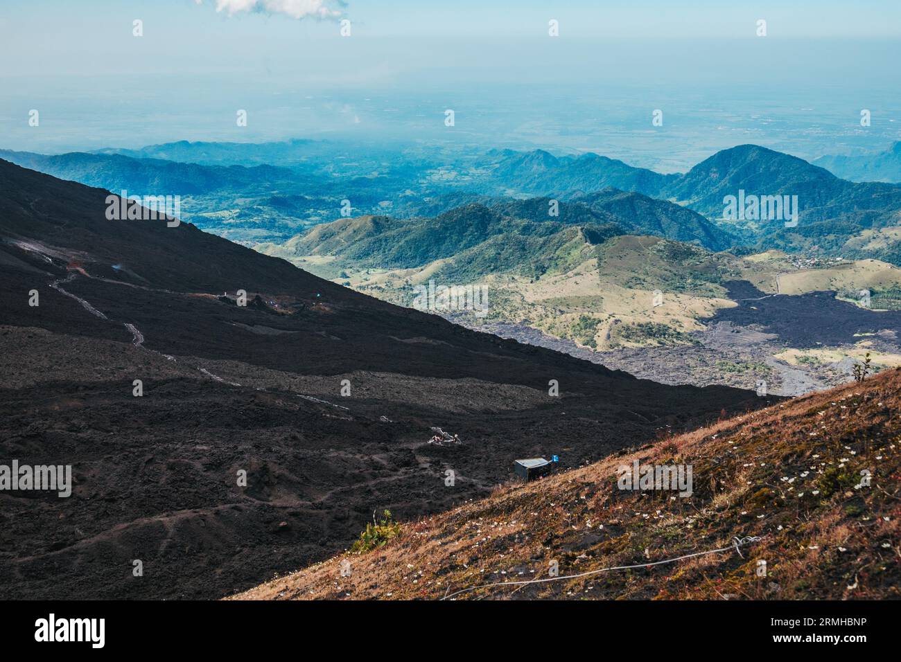 The dark, hot volcanic slopes of the Pacaya Volcano, Guatemala Stock ...