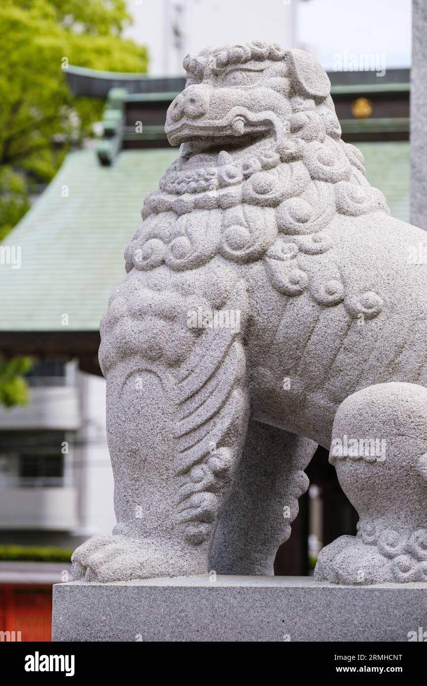 Japan, Kyushu, Fukuoka, Hakata. Toka-Ebisu Shinto Shrine Lion-dog ...