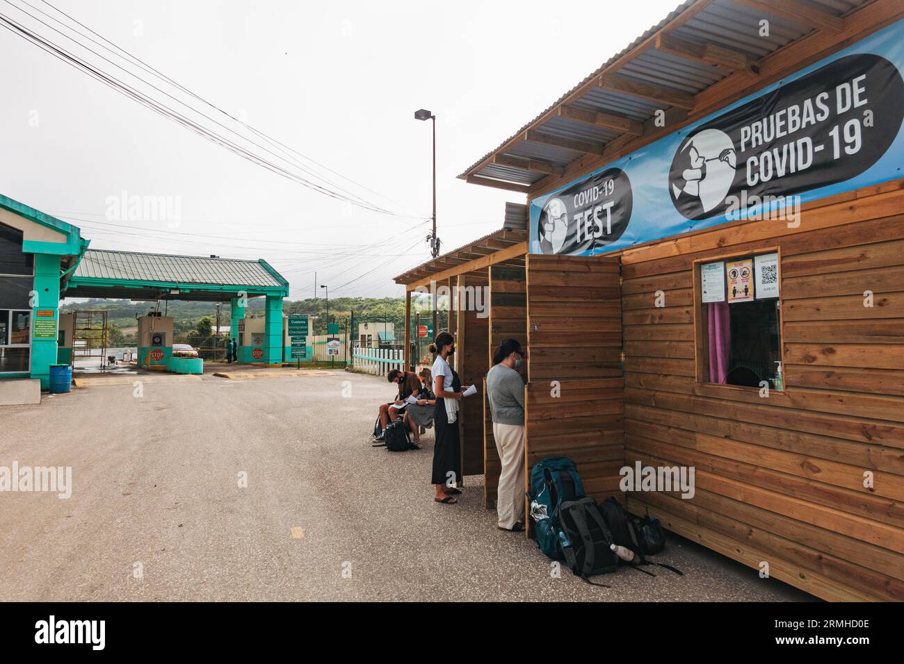 a Covid-19 testing station at the Belizean border crossing from ...