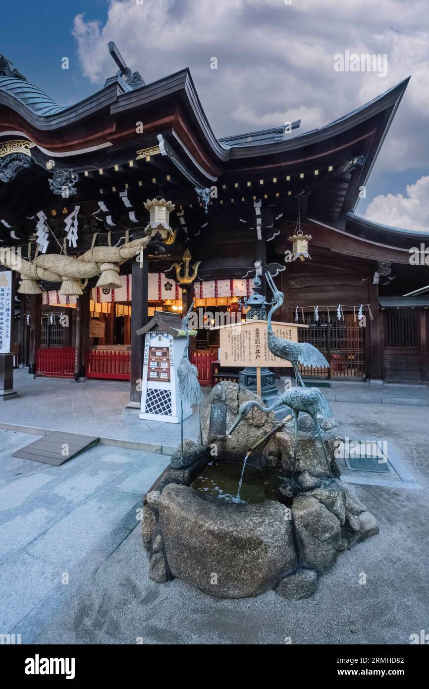 Japan, Fukuoka. Kushida Shinto Shrine. Crane Sculptures Symbolize ...