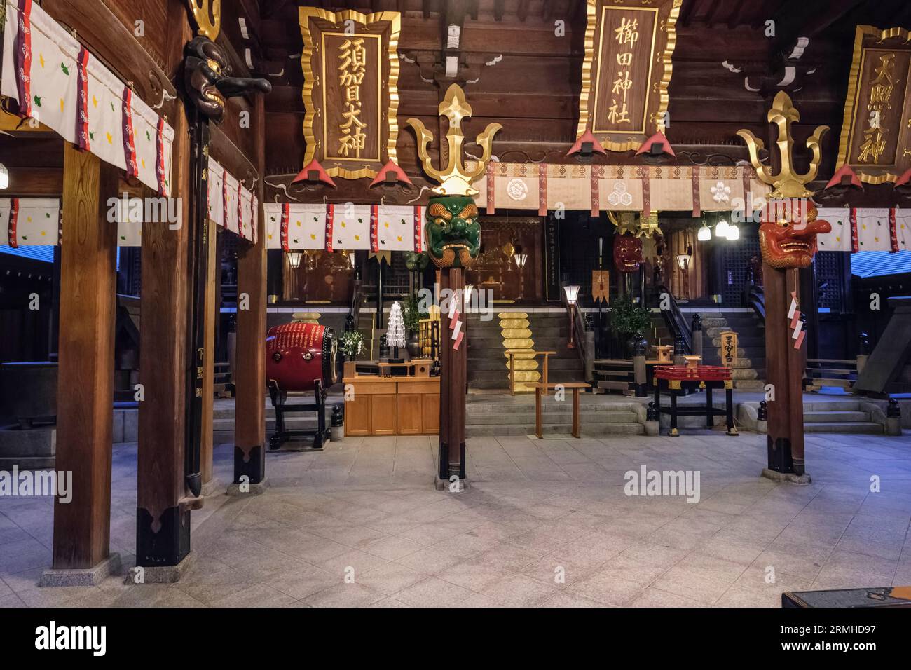 Japan, Fukuoka. Kushida Shinto Shrine, Looking toward the Main Altar ...
