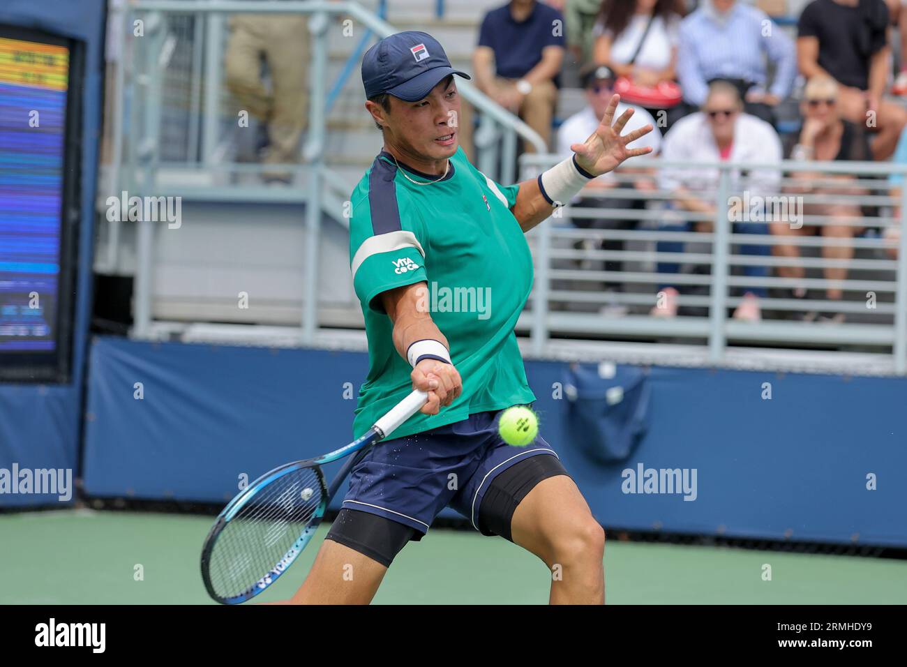 Brandon Nakashima in action during a men's singles match at the 2023 US ...