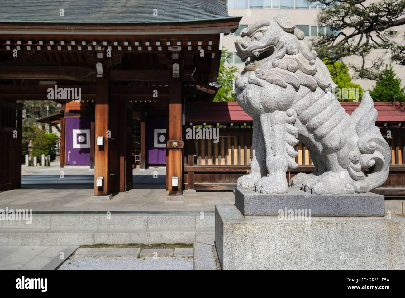 Japan, Fukuoka. Kego Shinto Shrine. Lion-dog Guardian, Lion-dog ...