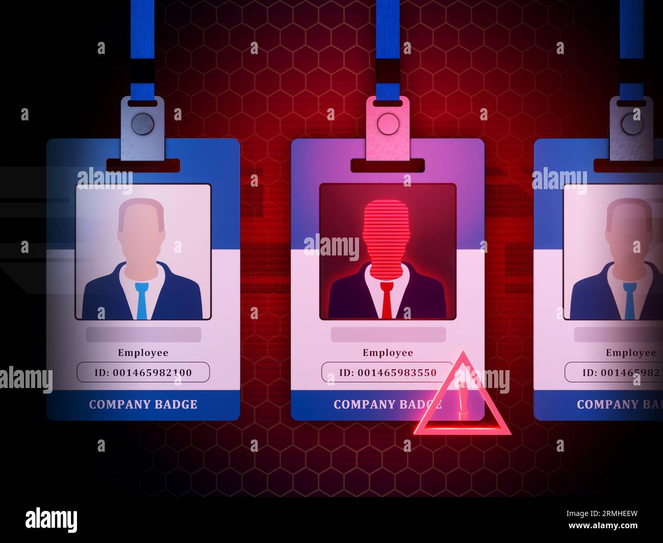 Company badges help identify an insider threat. Digital illustration ... Company badges help identify an insider threat. Digital illustration ...