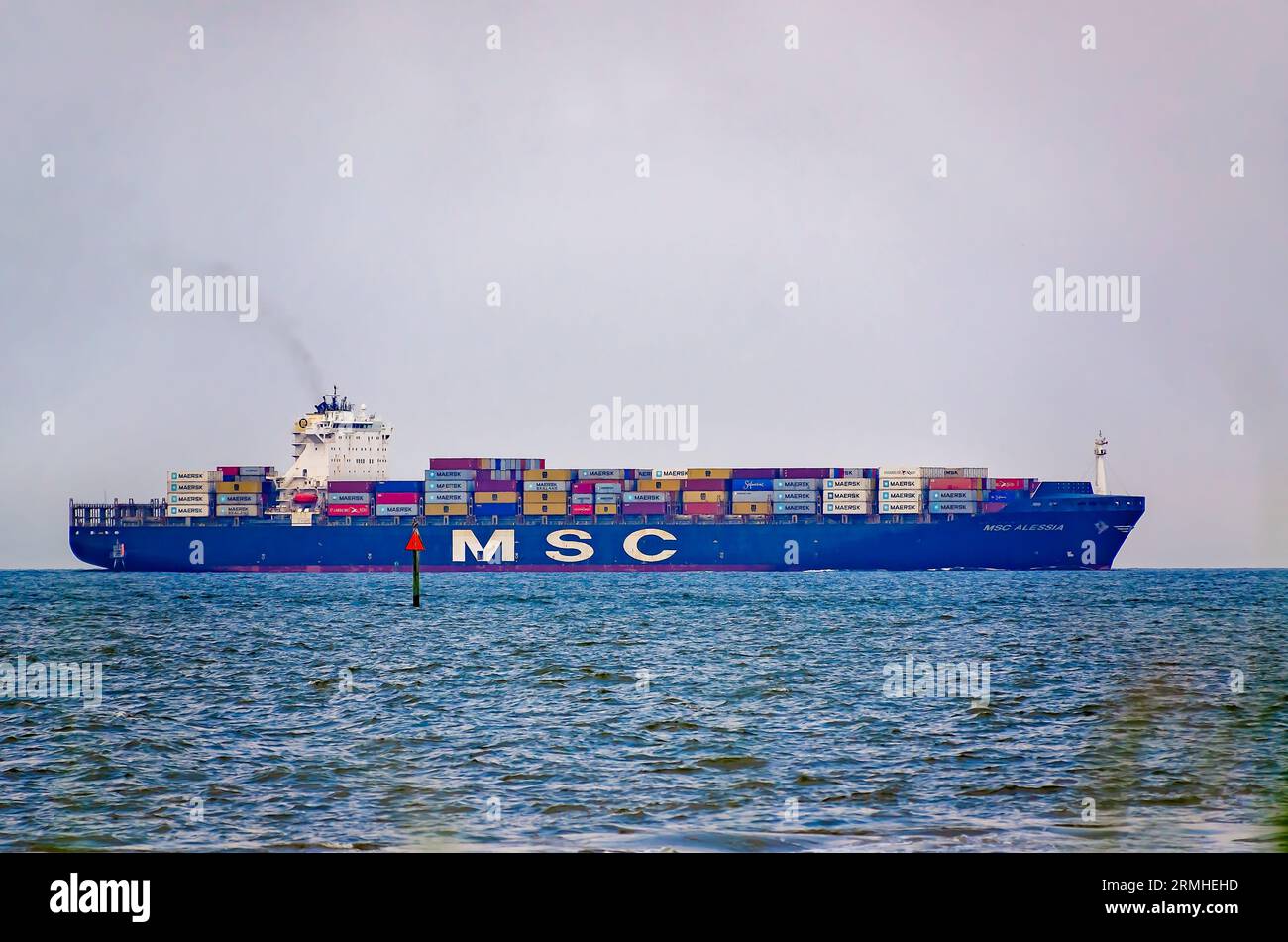MSC Alessia, a container ship for Mediterranean Shipping Company, heads ...