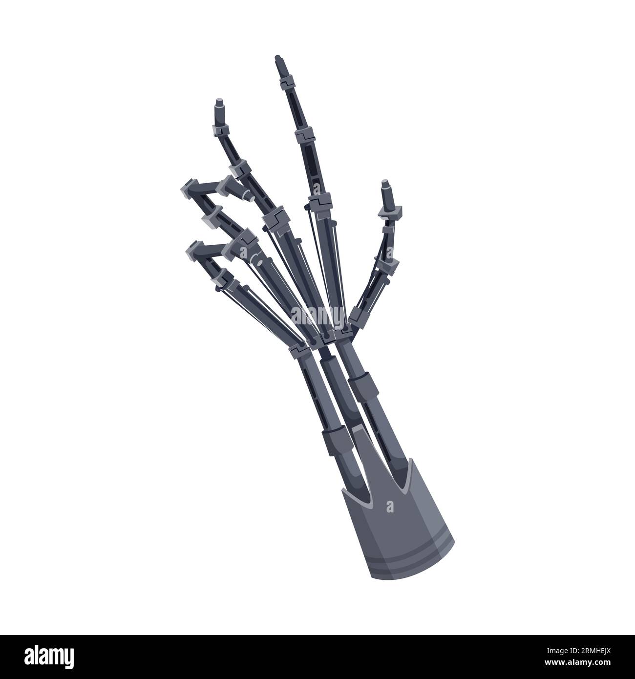 Human hand with metal fingers, future artificial technology implant arm ...
