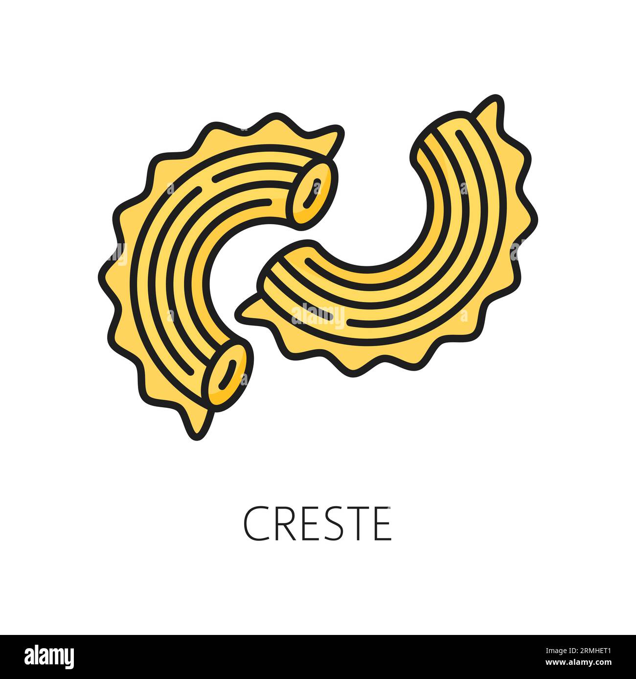 Creste cornett pasta, macaroni isolated color outline icon. Vector ...