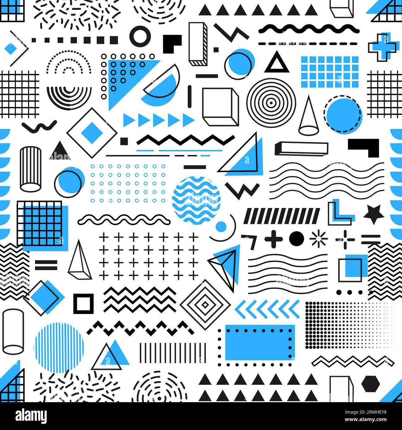 Memphis geometric shapes seamless pattern background, vector abstract ...