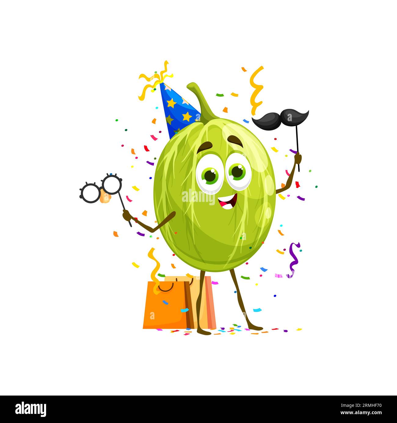 Cartoon gooseberry berry character birthday holiday. Kids party funny ...