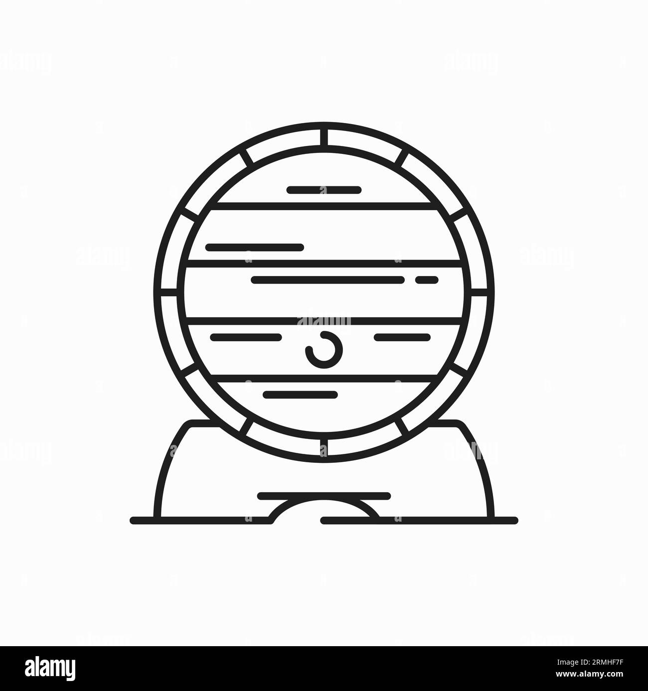 Wooden oak keg with wine container outline icon. Vector tank with ...