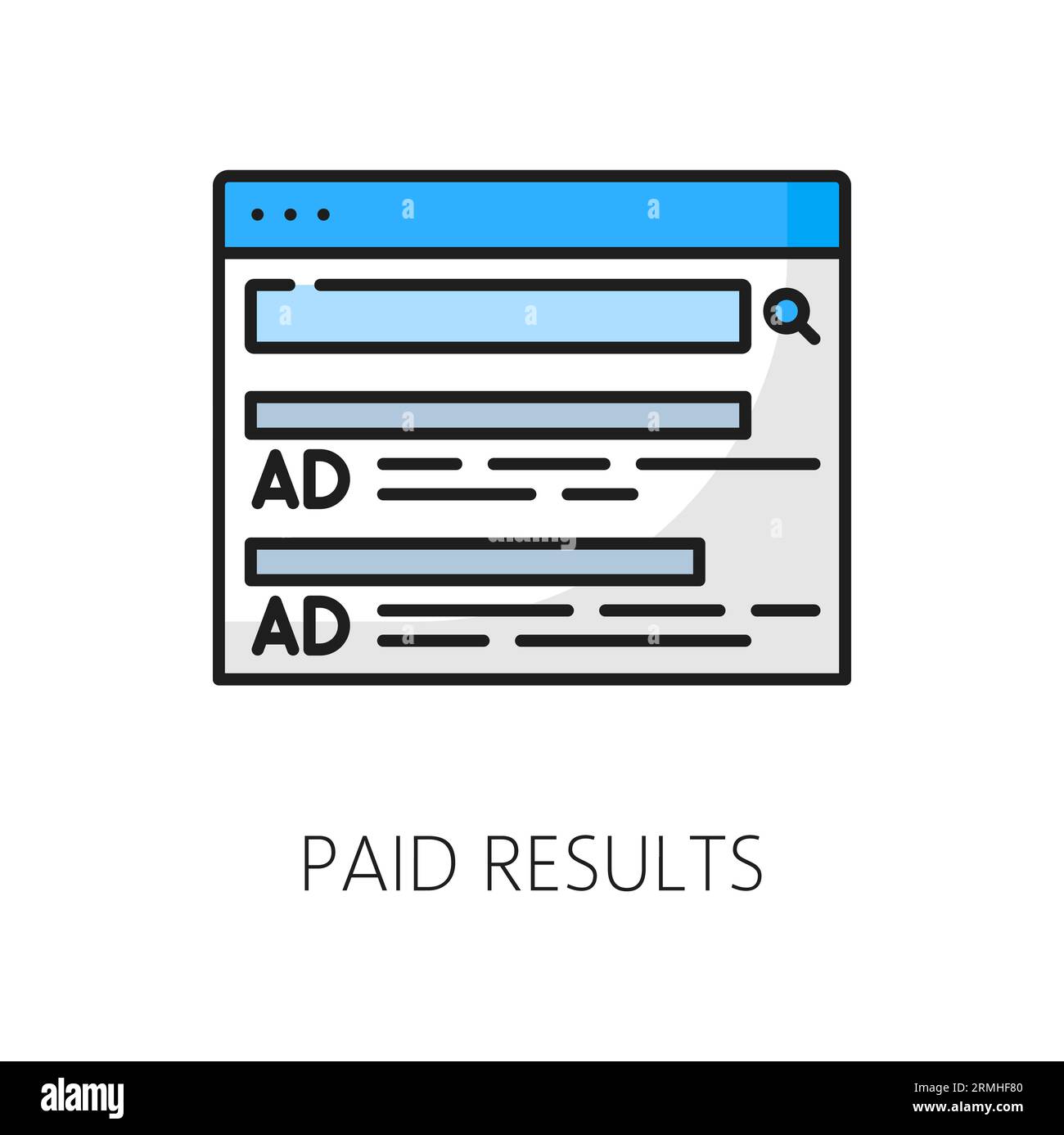 Paid results, SERP icon of search engine result page in internet ...