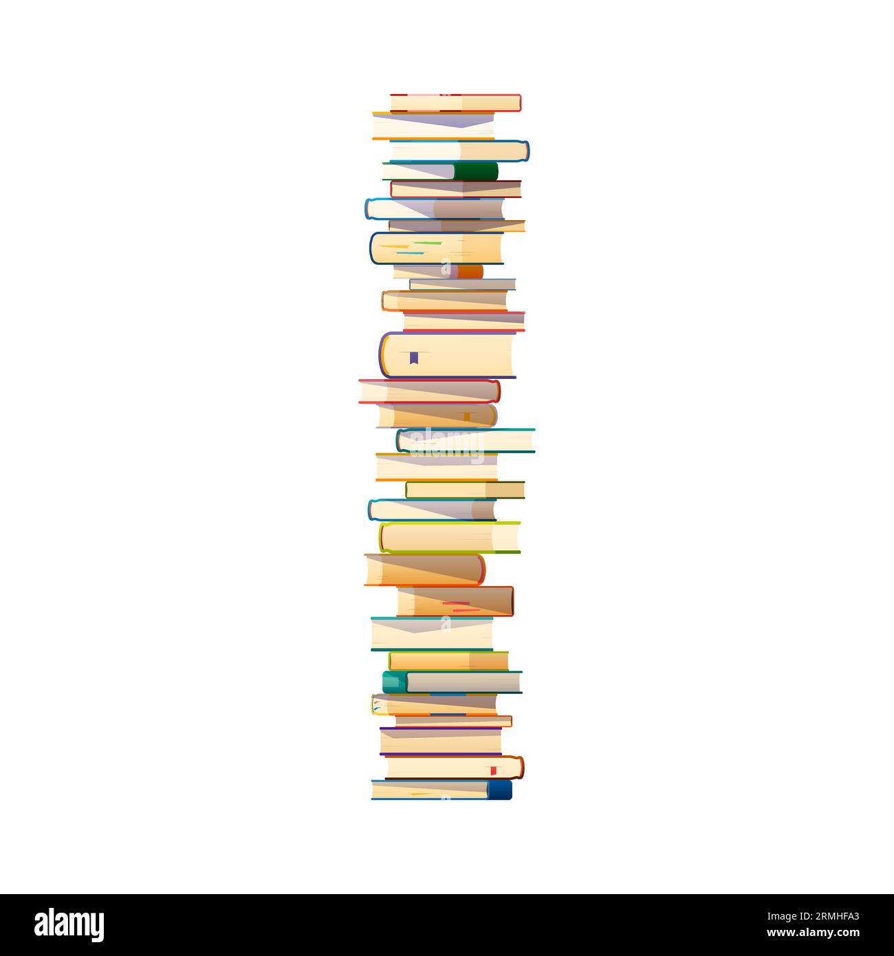 High book stack. University library encyclopedia heap, science teaching textbook group or ...