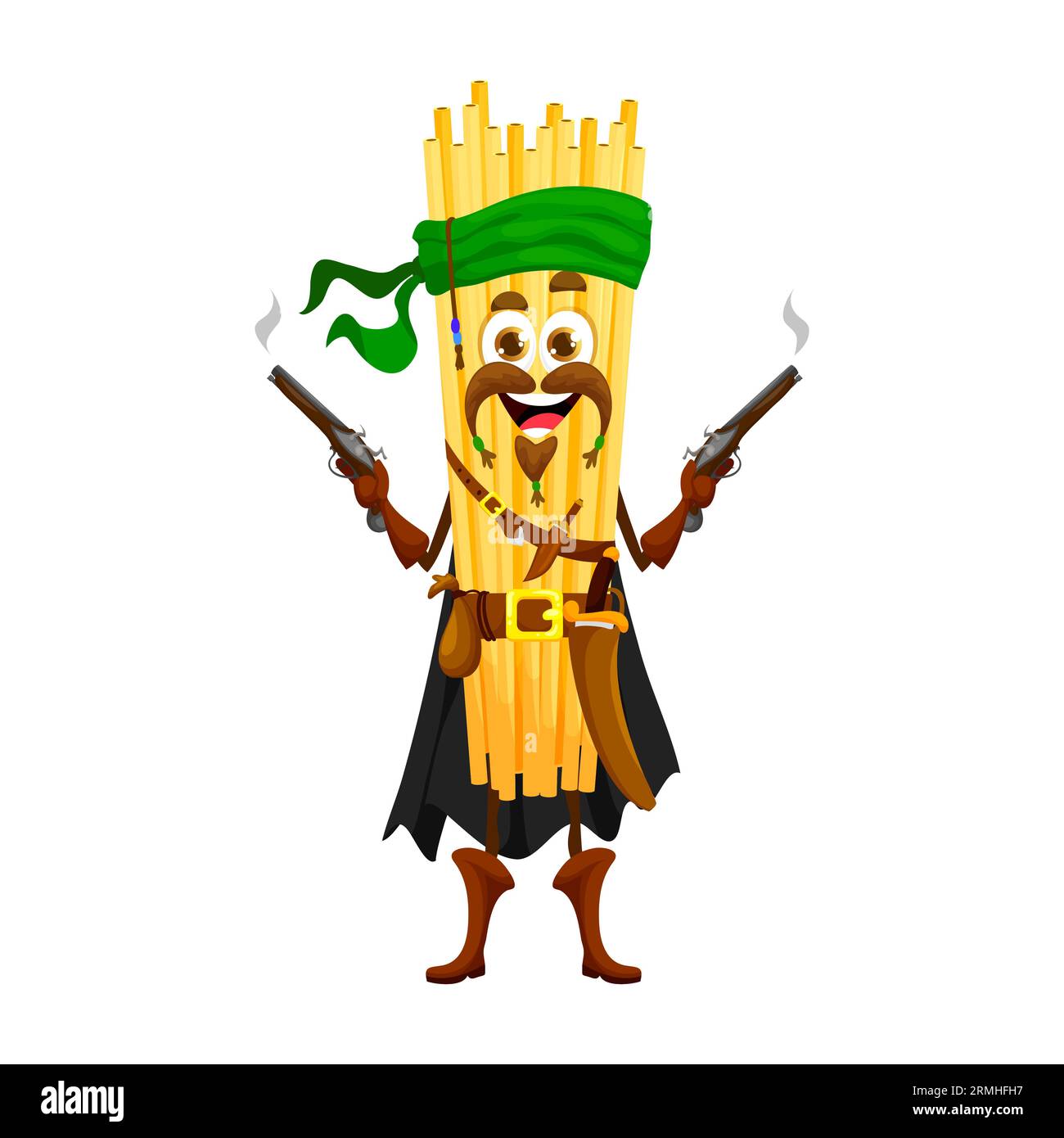 Cartoon filini Italian pasta pirate character. Italian cuisine meal ...