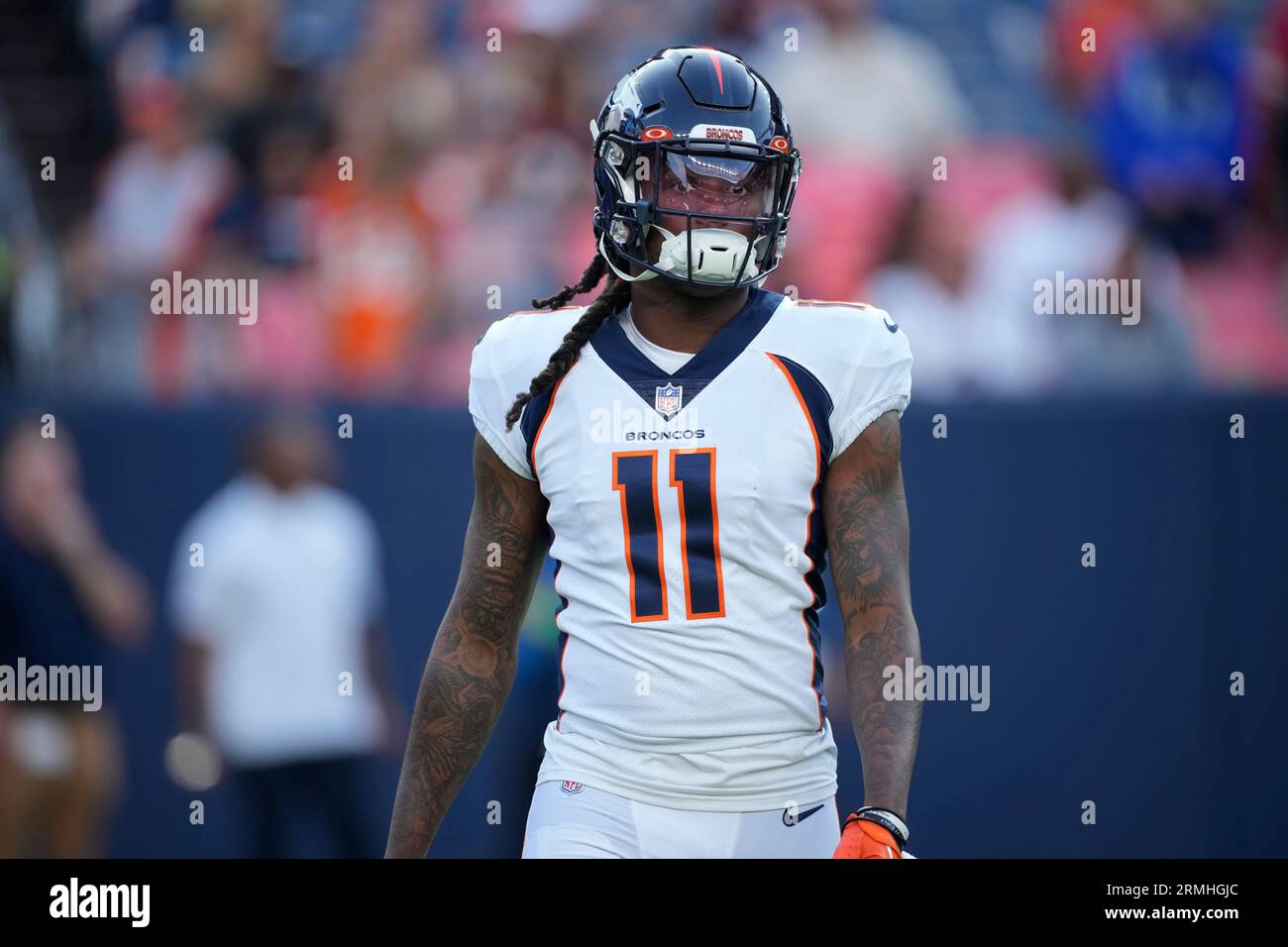 Denver Broncos wide receiver Marquez Callaway (11) warms up before an ...