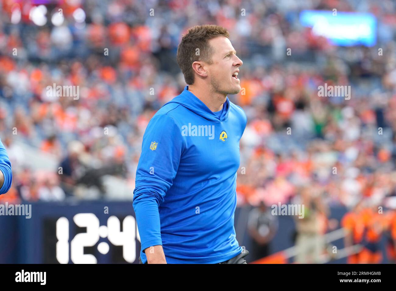 Los Angeles Rams Mike LeFleur offensive coordinator in the first half ...
