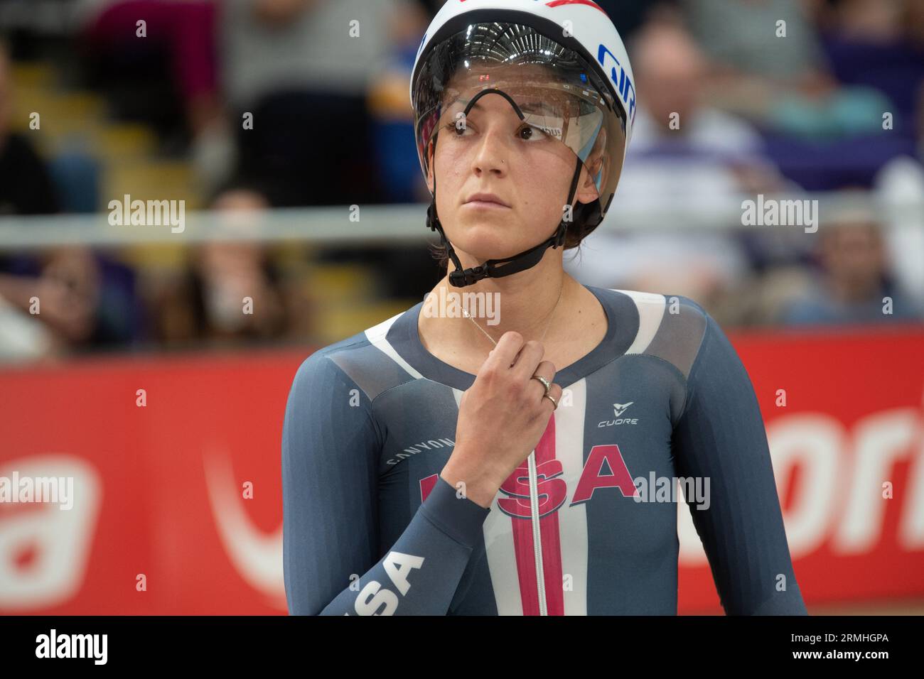 Chloe Dygert before her world championship ride in the women's ...