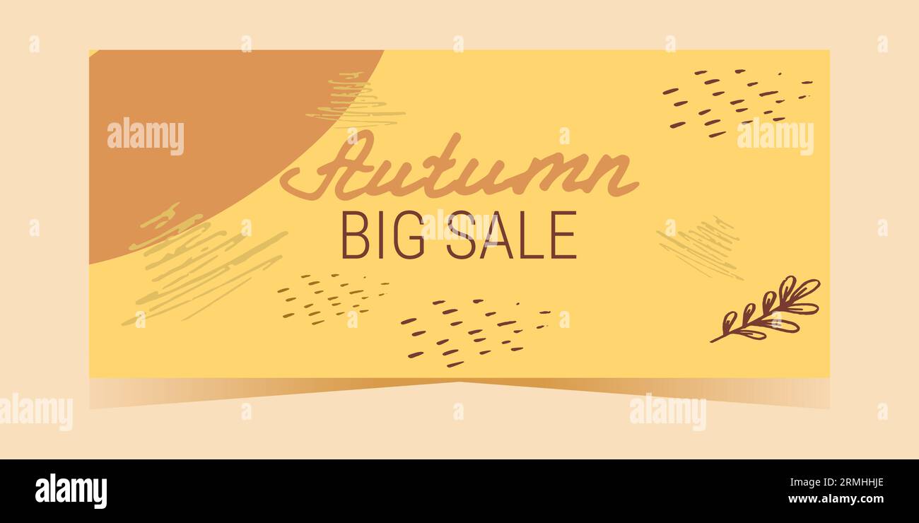 Layout of the autumn discount coupon template. Twigs and dots. Design ...