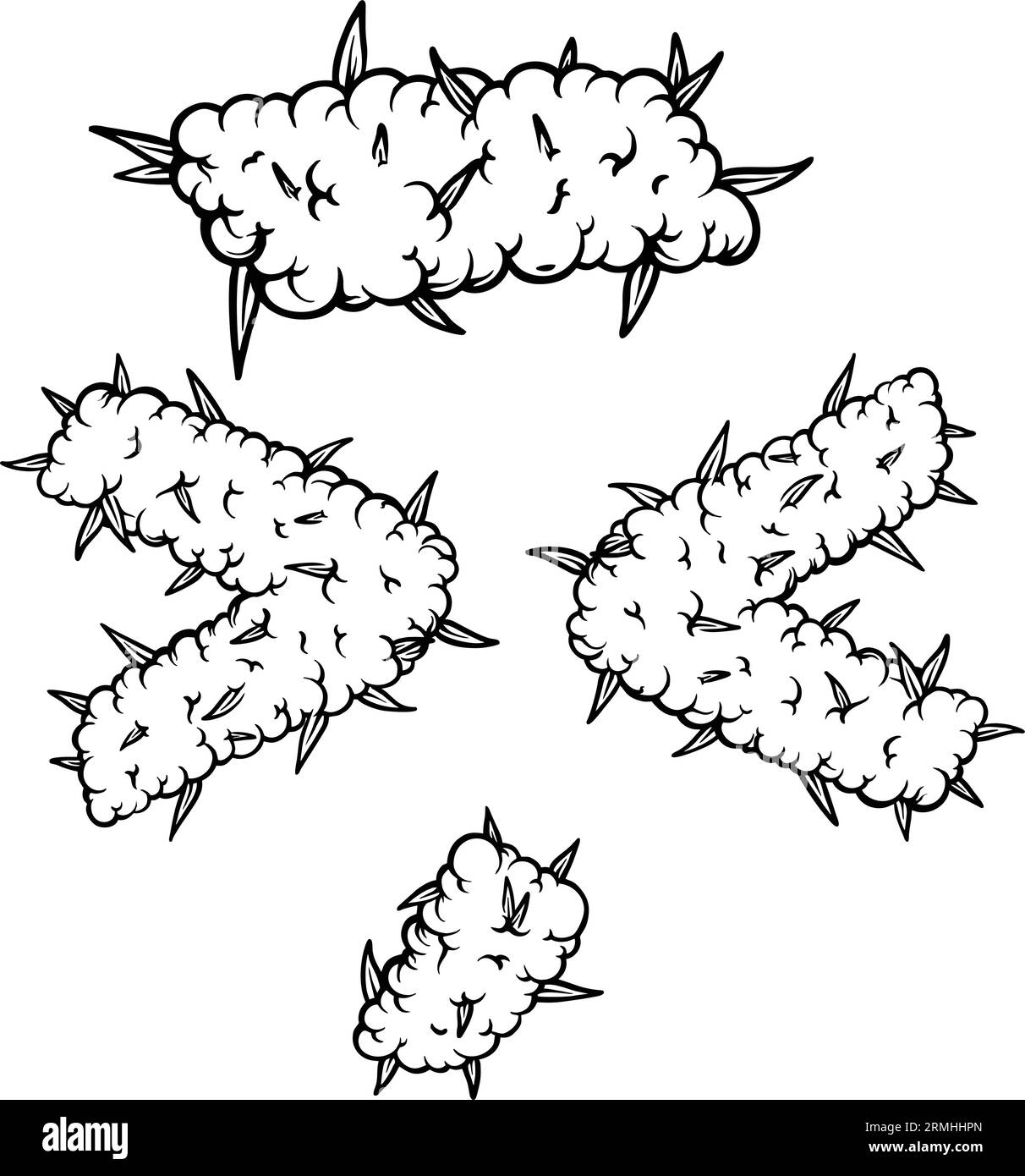 Weed bud leaf mark symbol subtle accent illustrations monochrome vector ...