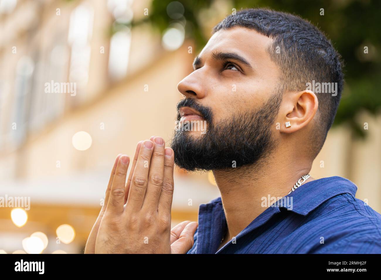 Indian Man Praying To God Bald Indian Man Praying To God