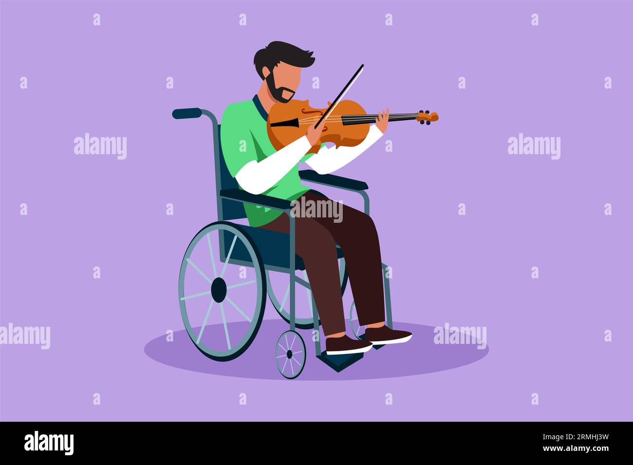Character flat drawing of disability and music event. Arabian man in ...