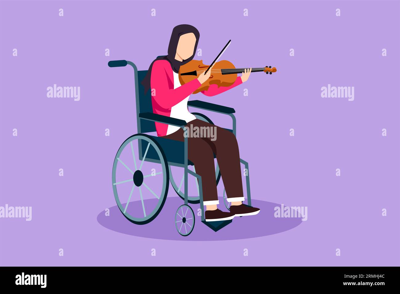Character flat drawing disability and music. Beautiful Arab woman in ...