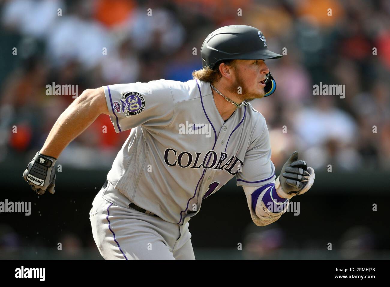 Colorado Rockies' Hunter Goodman in action during a baseball game ...
