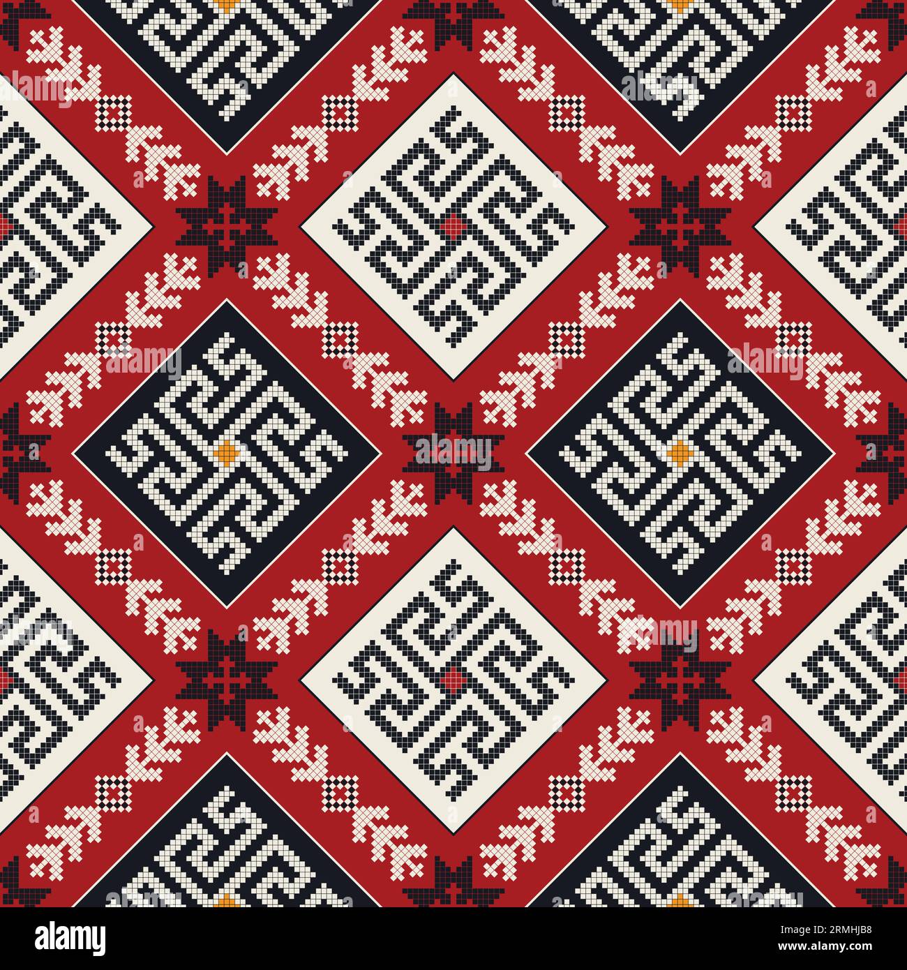 Traditional Latvian embroidery seamless pattern, vector illustration Stock Vector Image & Art ...