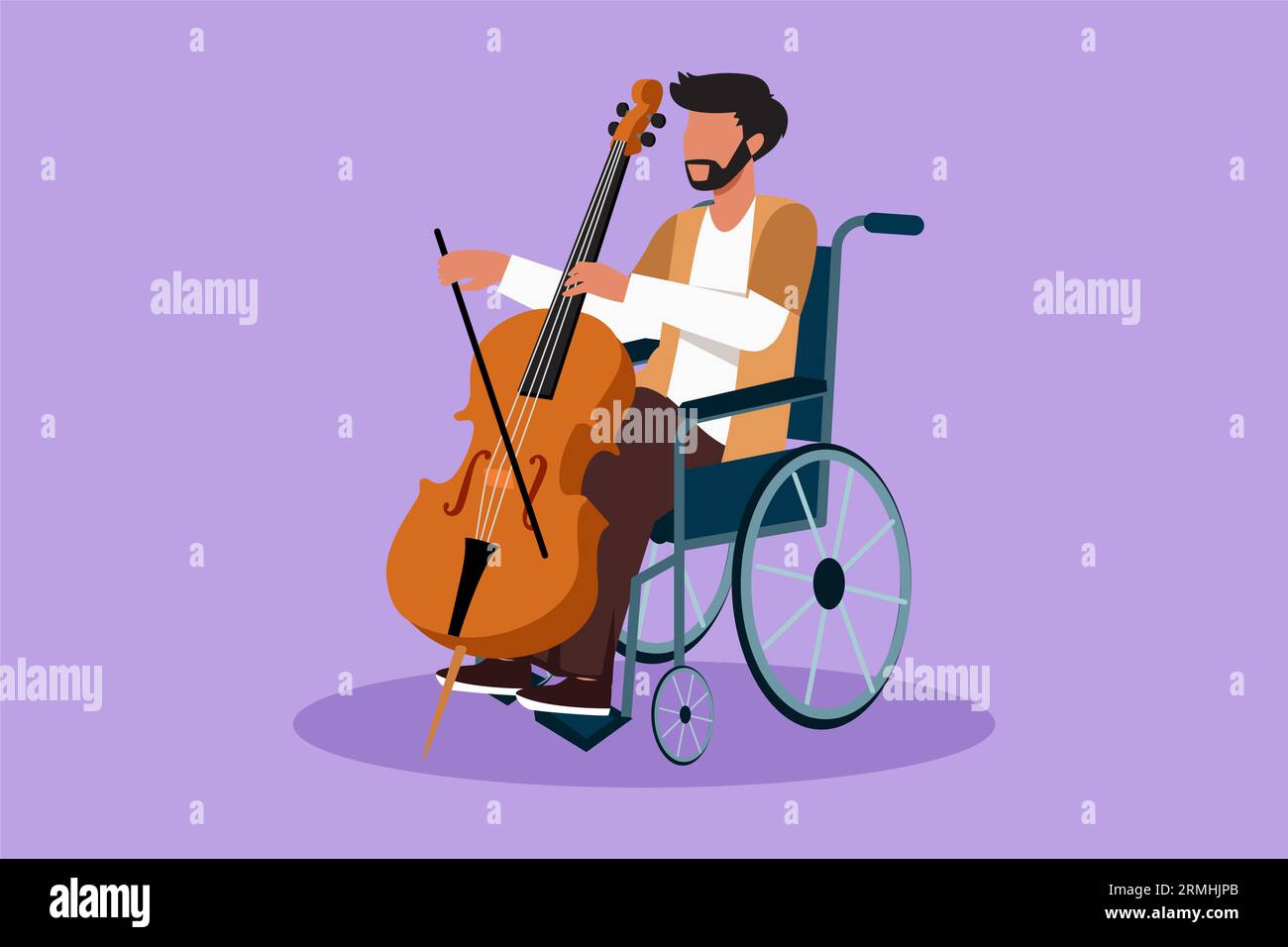Graphic flat design drawing young Arabian man sitting in wheelchair ...