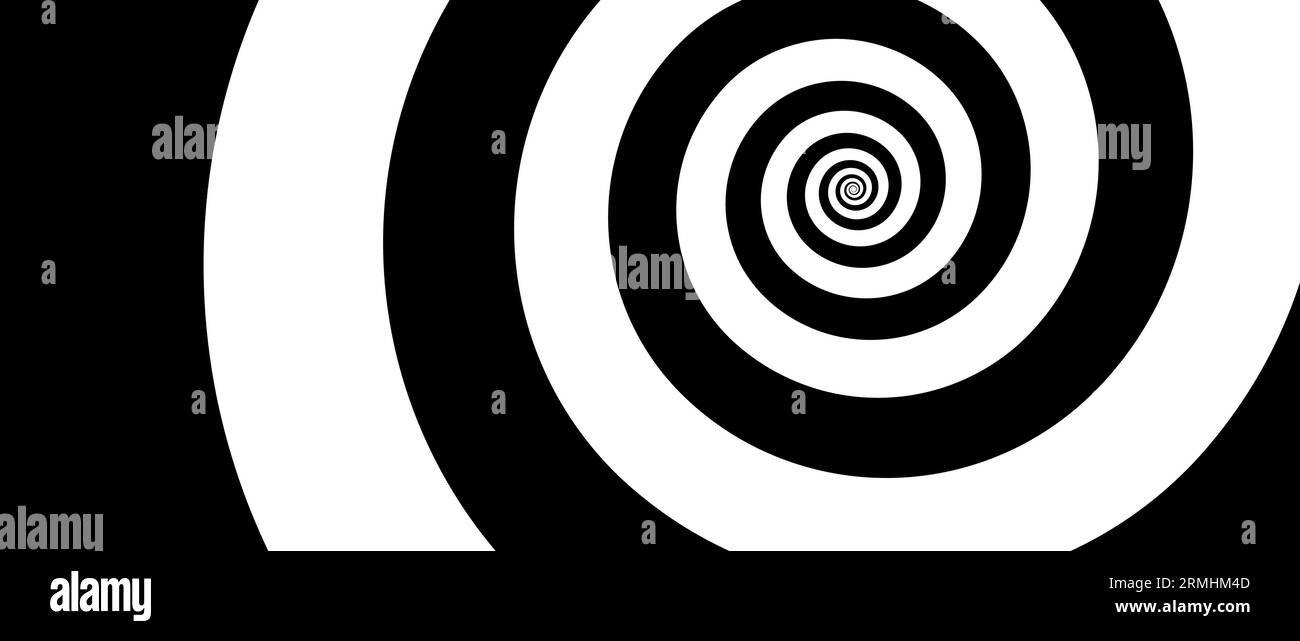 Hypnotic spirals background. Radial optical illusion. Black and white ...