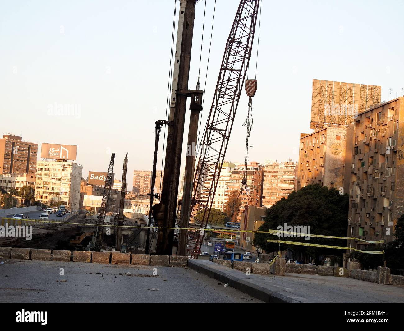 Cairo, Egypt, August 4 2023: The 15th of May bridge development project ...