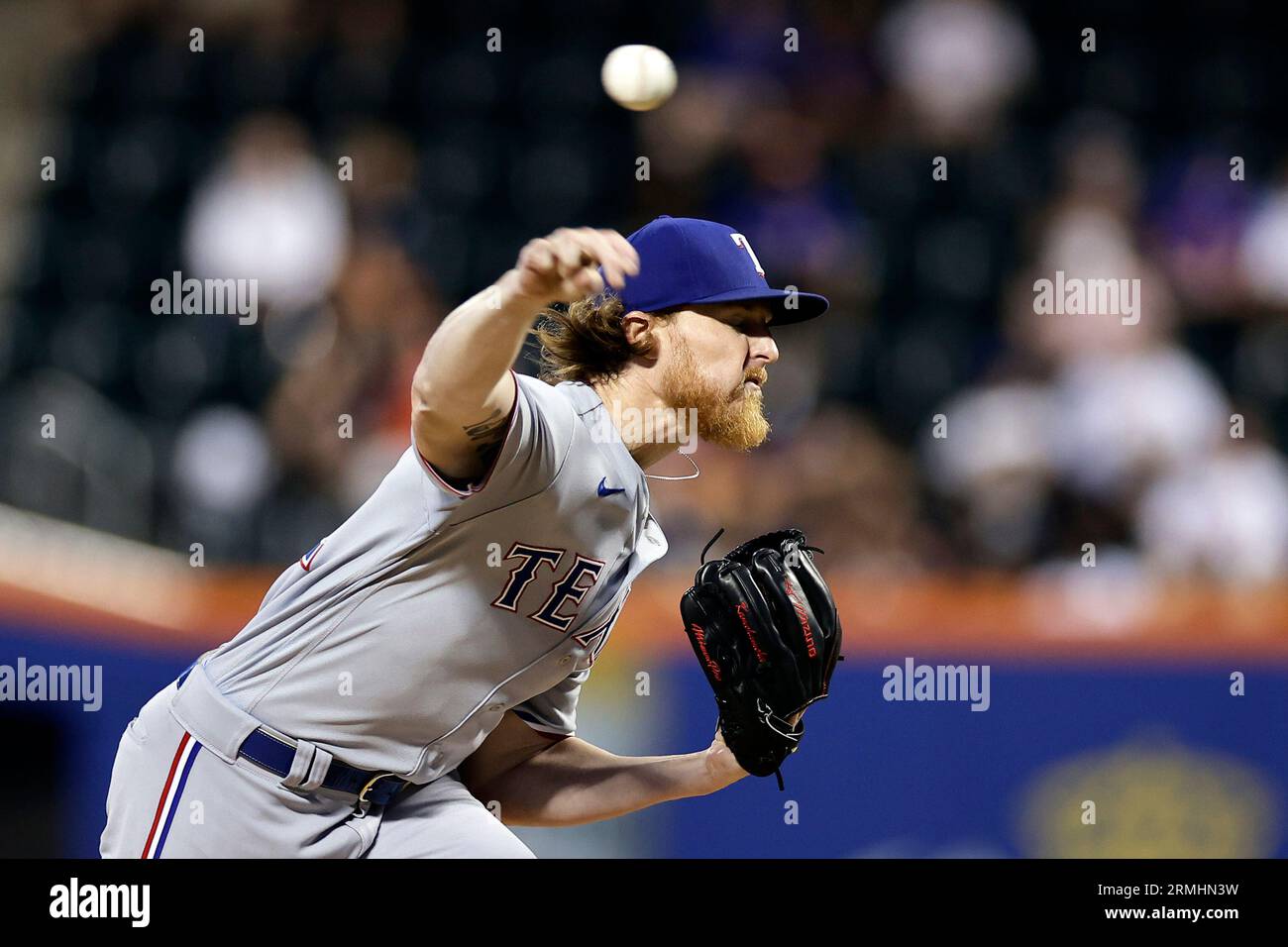 Texas Rangers pitcher Jon Gray throws against the New York Mets during ...