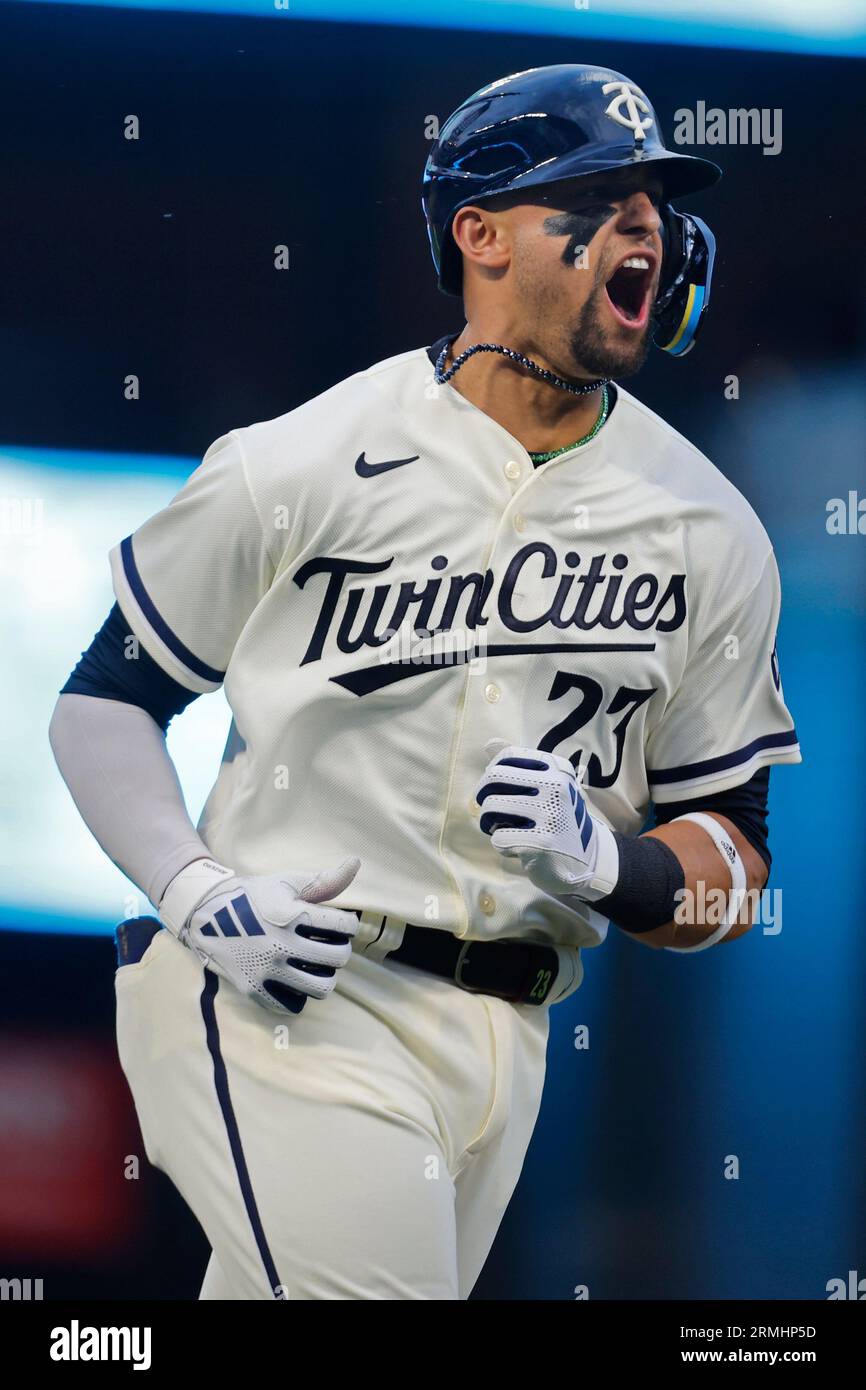 Minnesota Twins' Royce Lewis runs the bases on his grand slam against ...