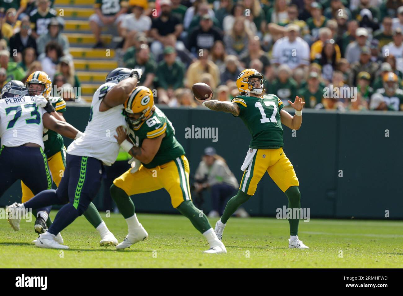 Green Bay Packers quarterback Alex McGough (17) passes during a ...