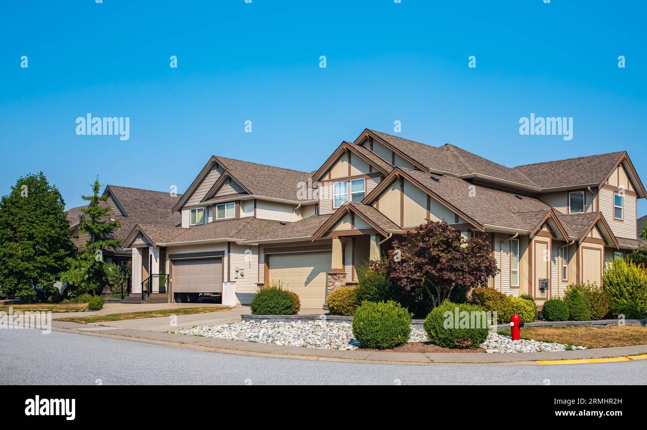 Luxury houses exterior in Vancouver Canada. Big modern houses with ...