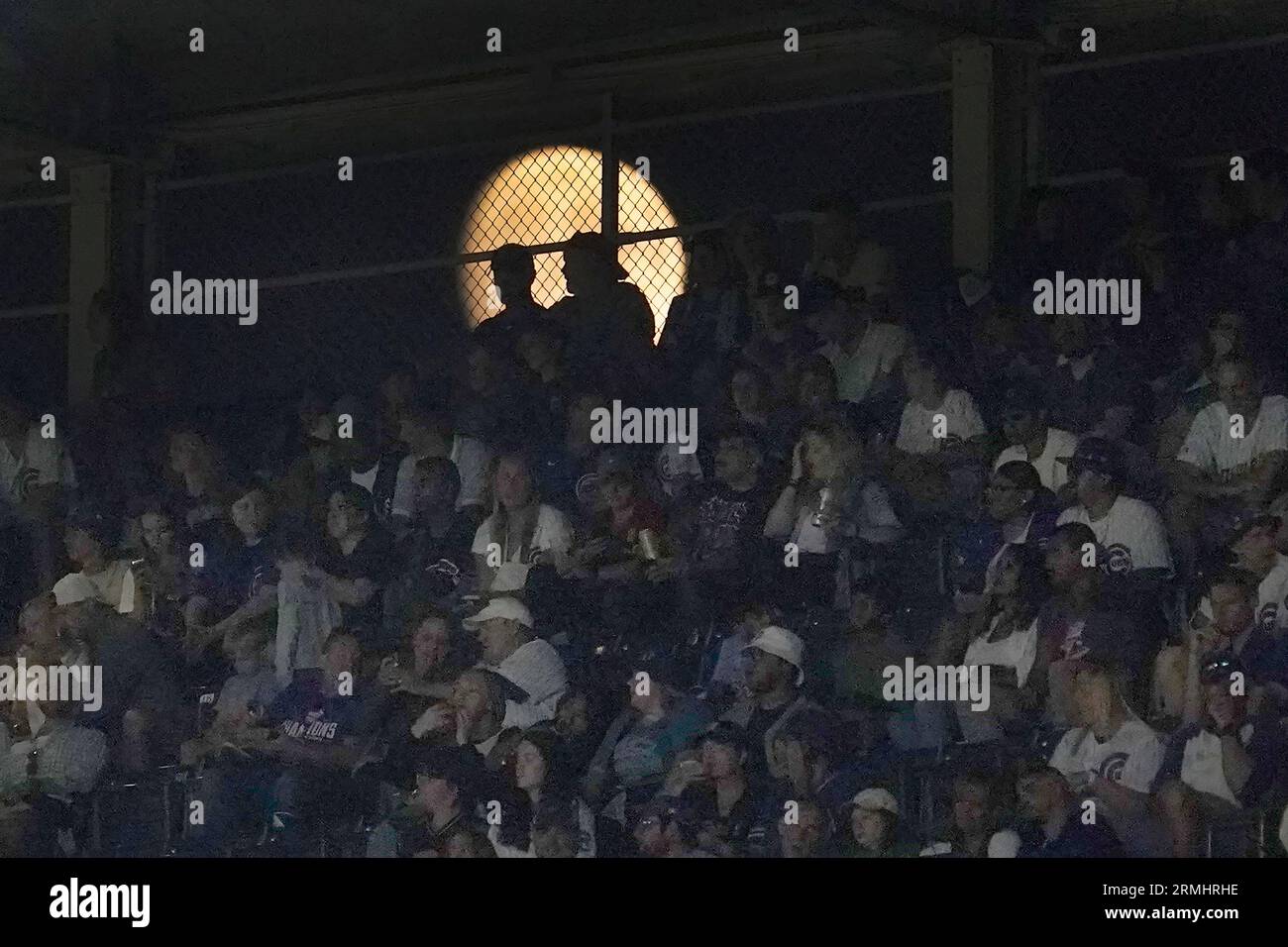 Two days before the Blue Moon, the moon seen through the upper deck of ...