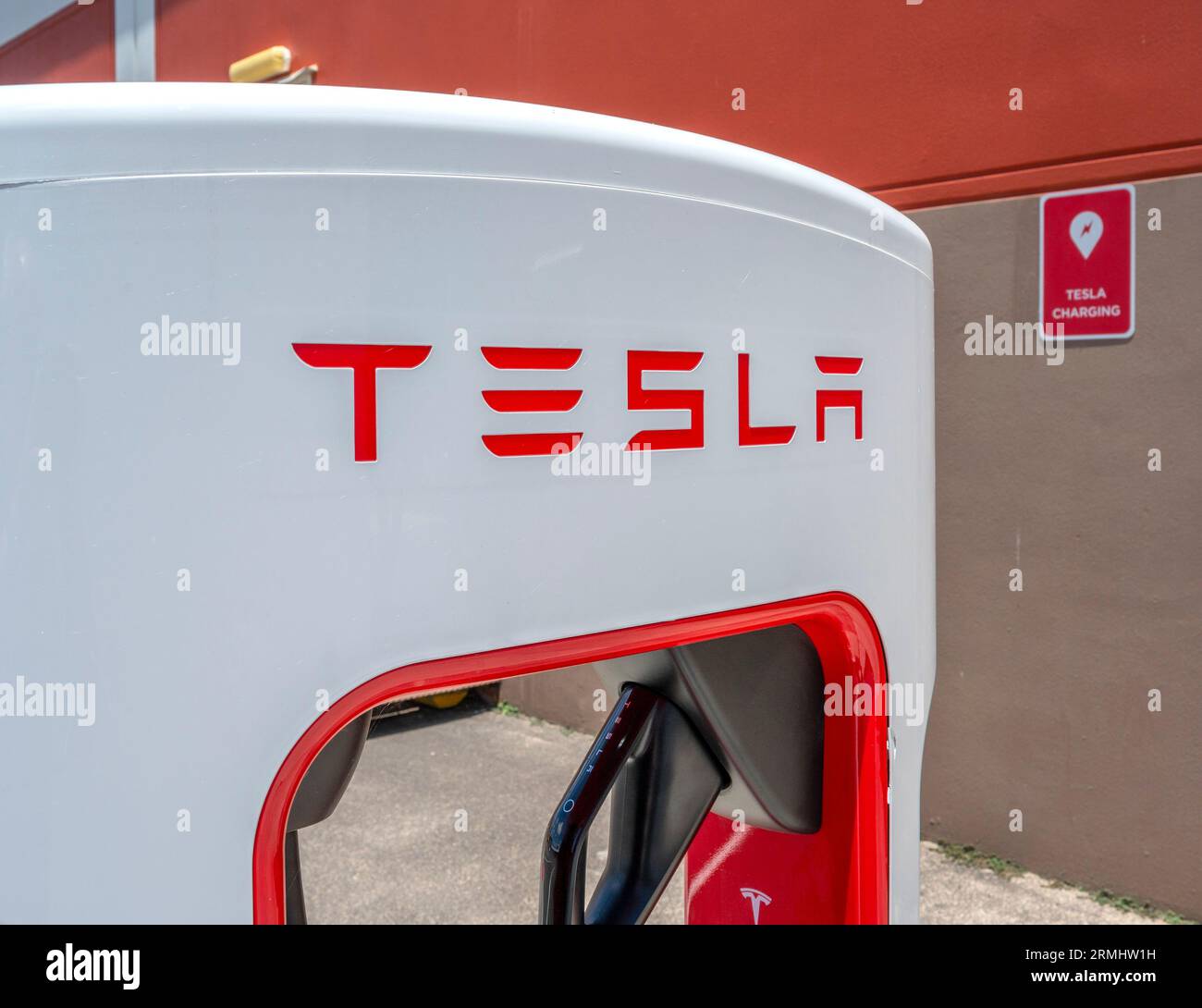 Tesla charging points at Coles car park in Tenterfield Stock Photo - Alamy