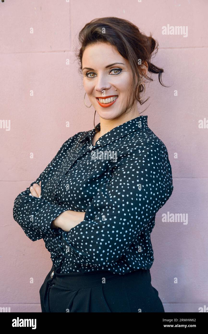 vertical portrait of adult caucasian french ethnicity business woman at ...