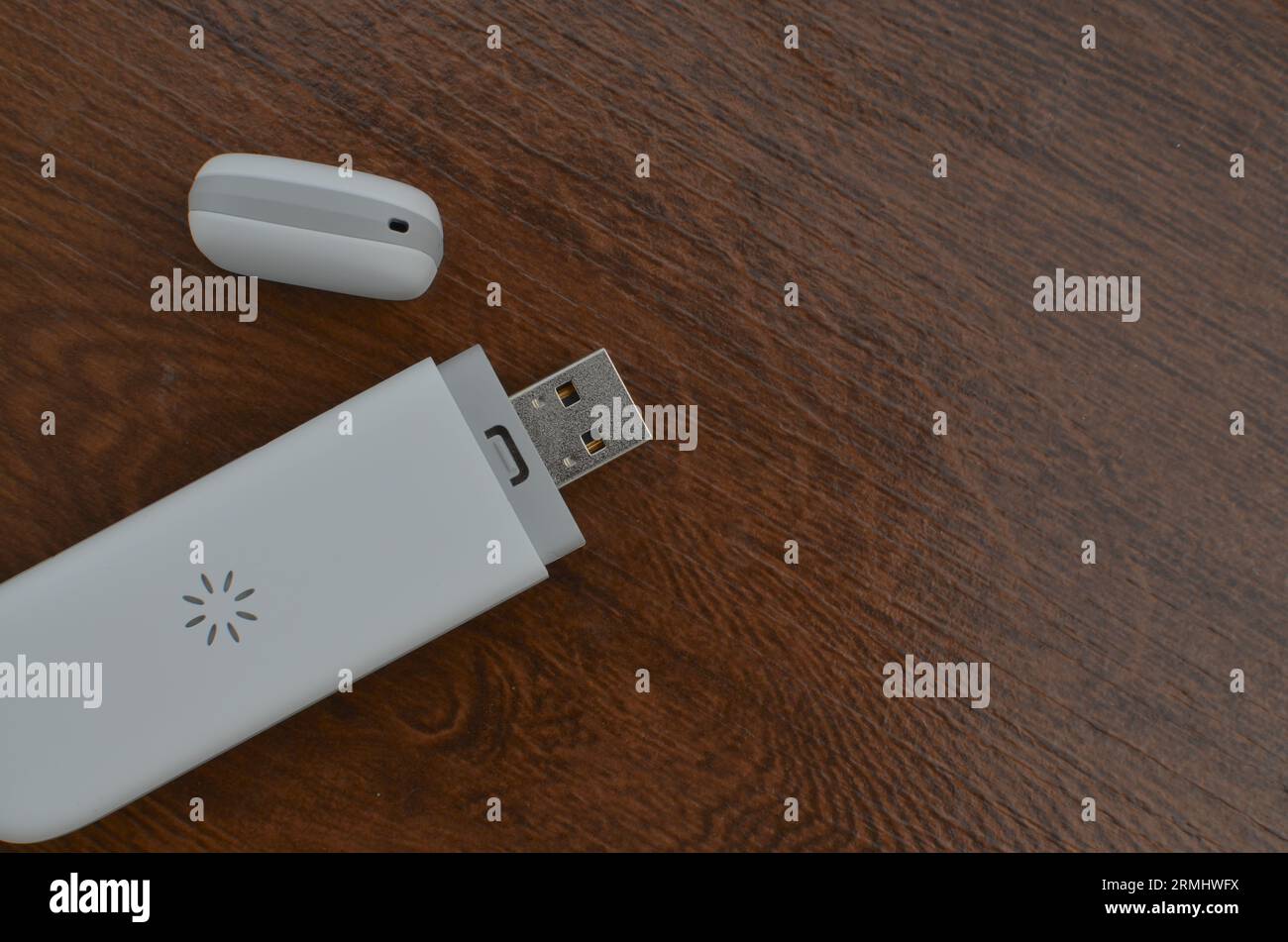 Latest generation USB 5G modem close for internet connection, allowing ...