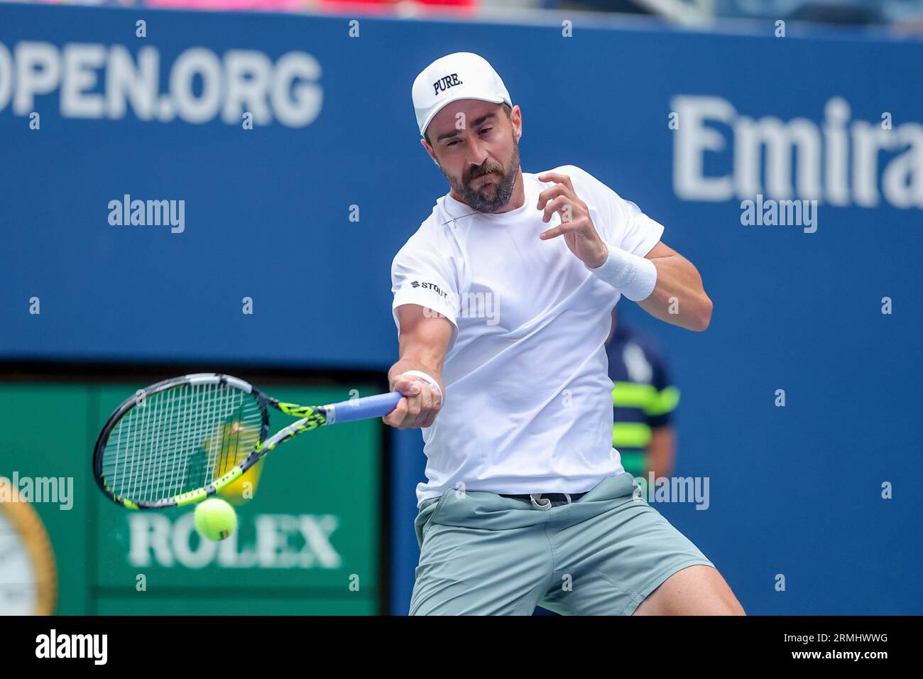 Steve Johnson in action during a men's singles match at the 2023 US ...