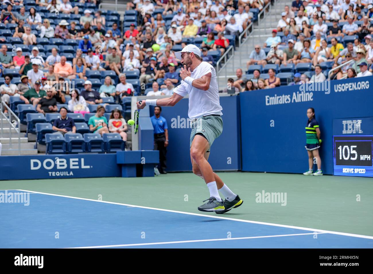 Steve Johnson in action during a men's singles match at the 2023 US ...