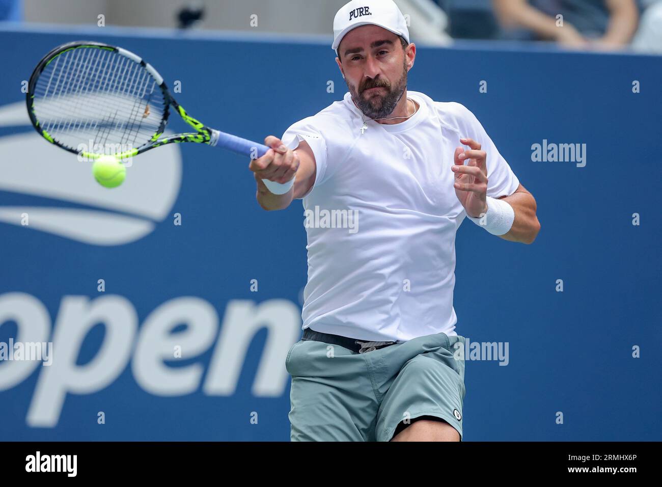 Steve Johnson in action during a men's singles match at the 2023 US ...