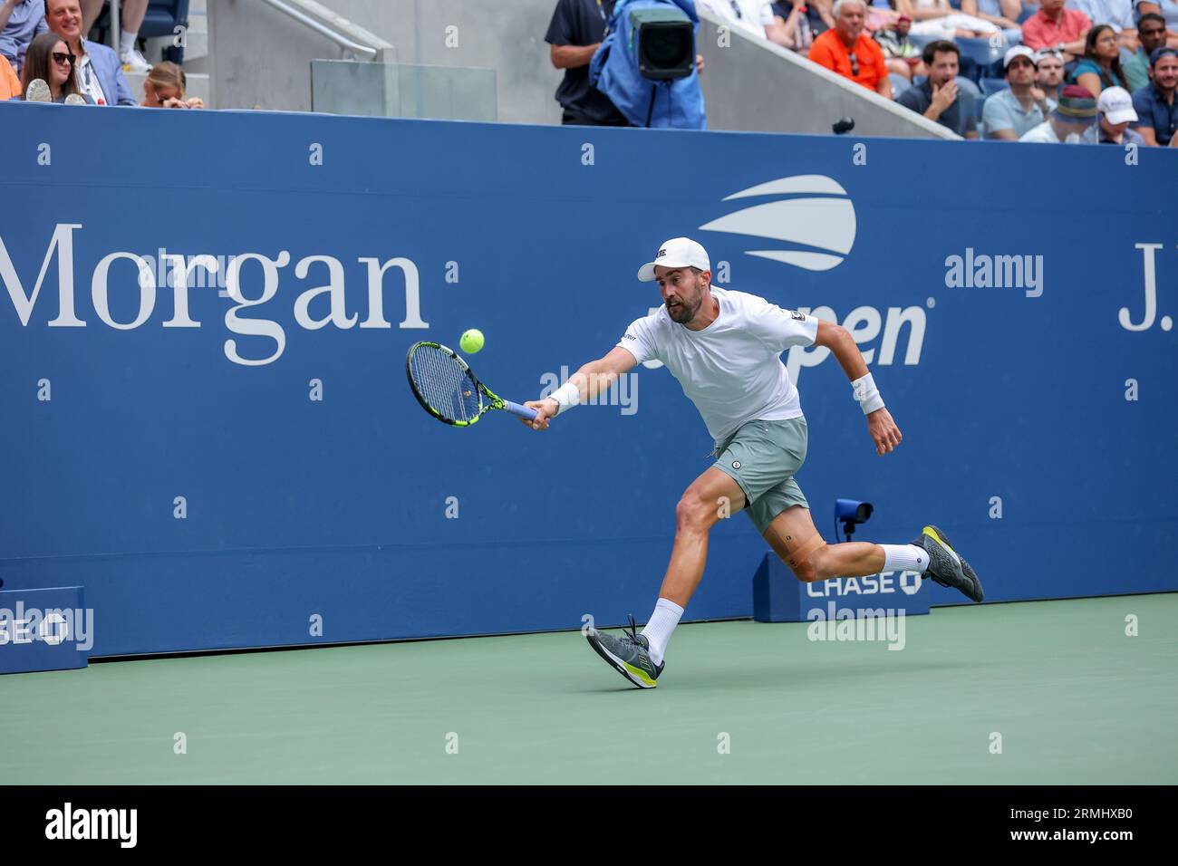 Steve Johnson in action during a men's singles match at the 2023 US ...