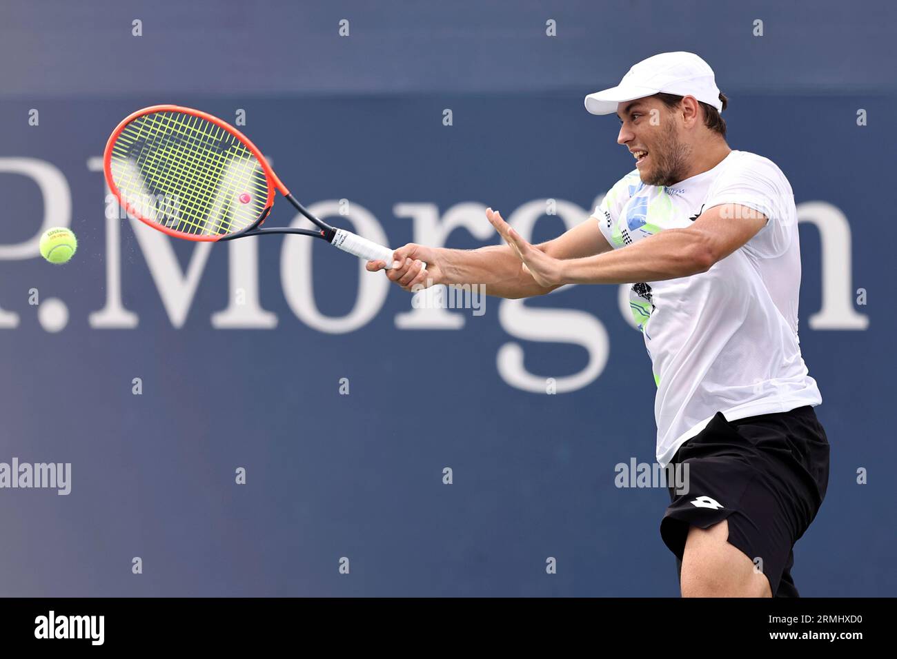 Pavel Kotov in action during a men's singles match at the 2023 US Open ...