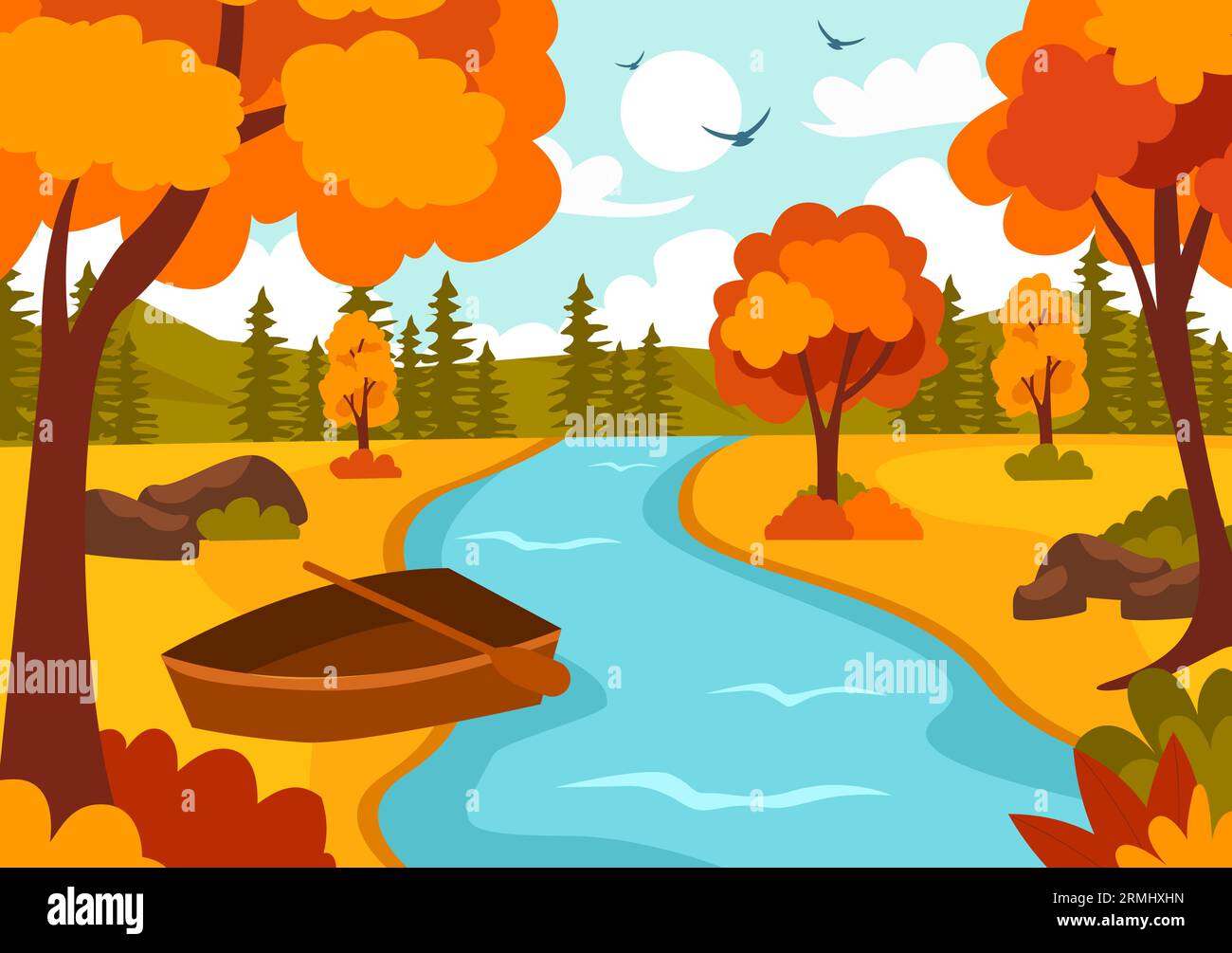 Vector Cartoon Autumn Background Stock Vector