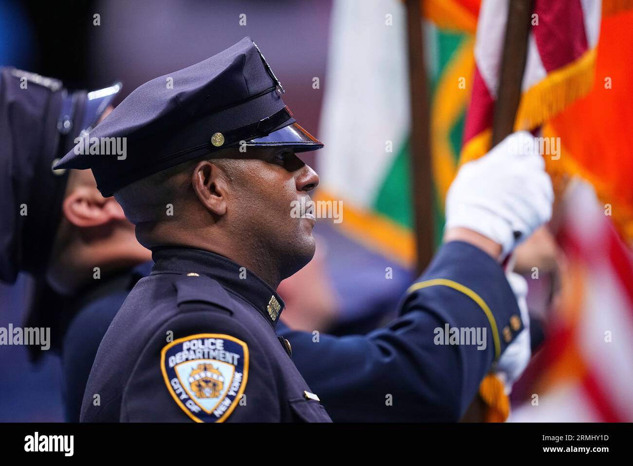 New York City Police Department Color Guard before a women's singles ...
