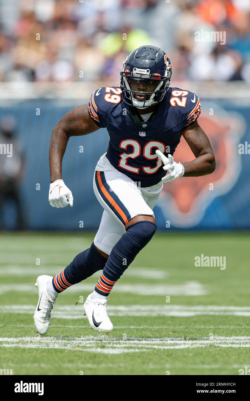 Chicago Bears cornerback Tyrique Stevenson (29) runs on the field ...
