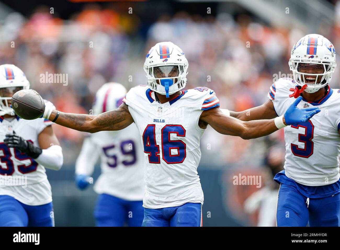Buffalo Bills cornerback Ja'Marcus Ingram (46) celebrates with safety ...